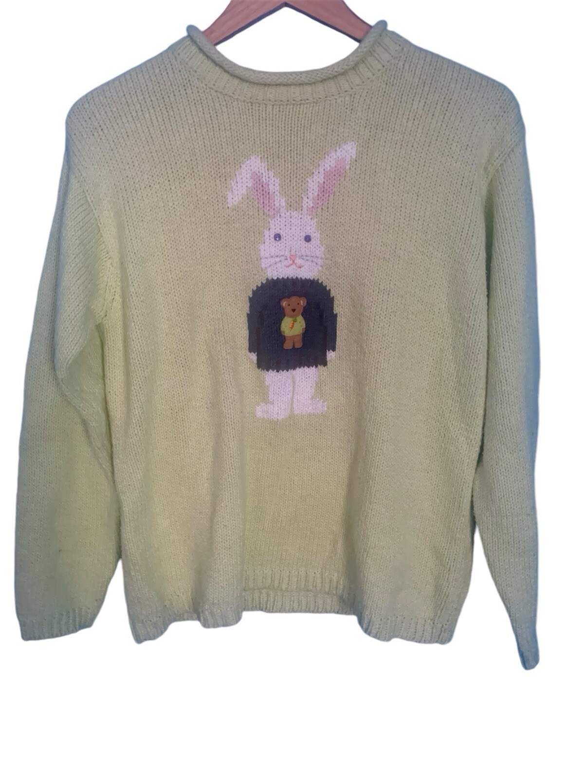 Vintage Marisa Christina Green Knit Bunny Rabbit Swea… - Gem