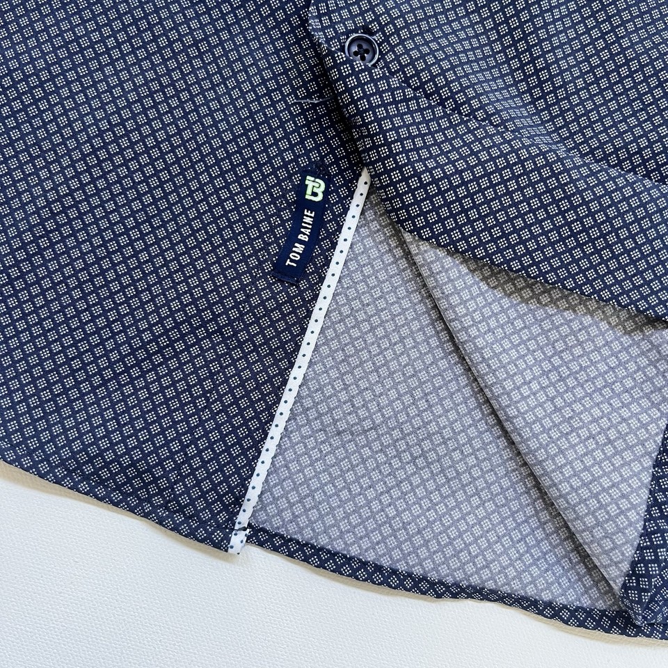 Tom Baine Performance Medium Blue Comfort 4 Way Stretch Slim Fit Button ...