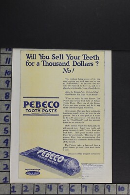 1920 PEBECO TOOTHPASTE LEHN FINK NY MEDICINE DENTISTRY HEALTH AD ZL009 ...