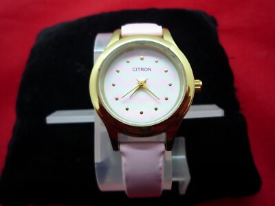 Citron Ladies Fashion Quartz Wrist Watch Pink Wave Dial Pink Faux ...