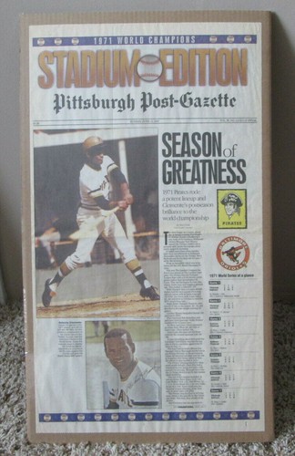 VINTAGE 1971 PITTSBURGH PIRATES NEWSPAPER RP WORLD CHAMPIONS SHRINK ...