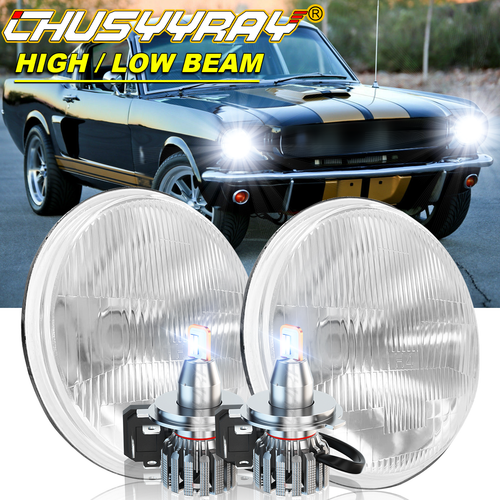 Pair Fits 1965 -1973 Ford Mustang 7 Inch Round Led Headlights Hi/Lo ...