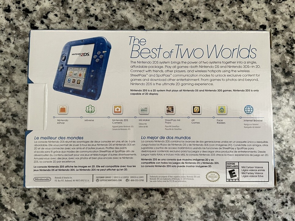Nintendo 2DS Console - Limited Edition Crystal Blue (2014) - Brand New ...