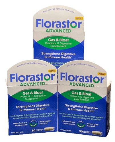 Florastor Advanced Gas & Bloat 30 Capsules Each Exp 06/2026 Lot of 3 | eBay