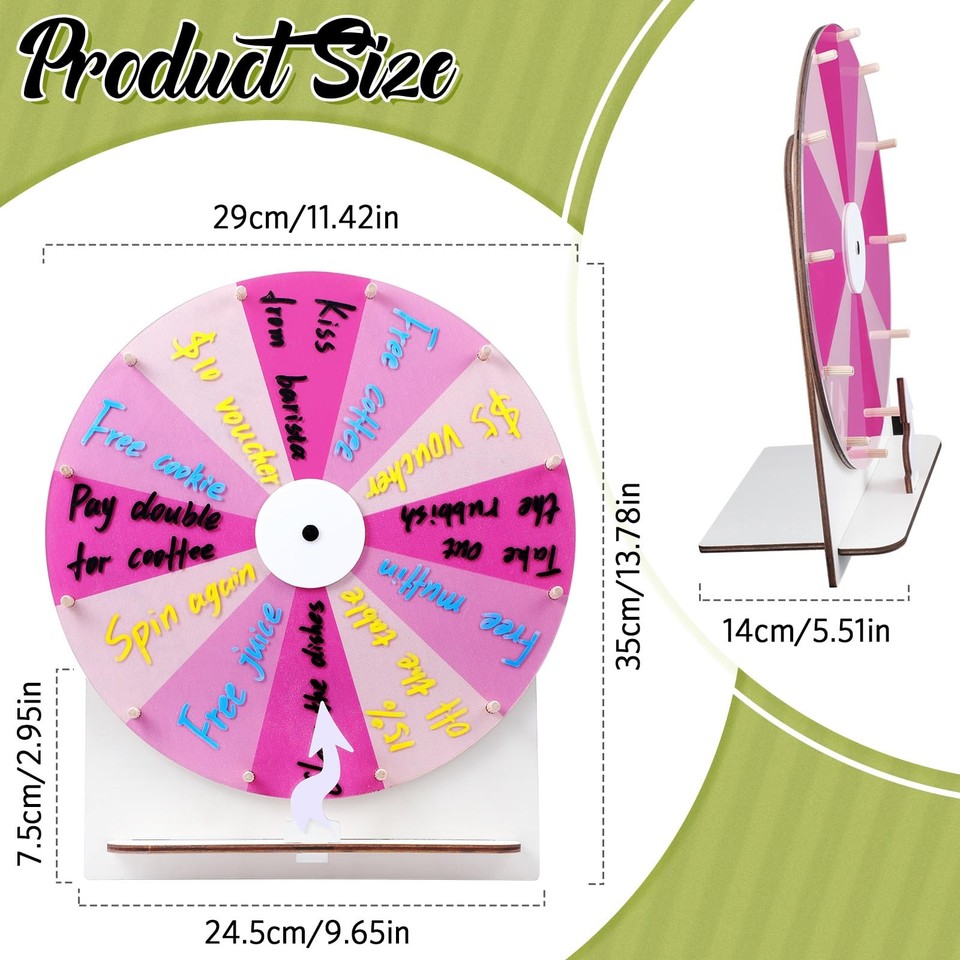 11.4 Inch Spinning Wheel Erasable Raffle Spin The Wheel Game with Stand ...