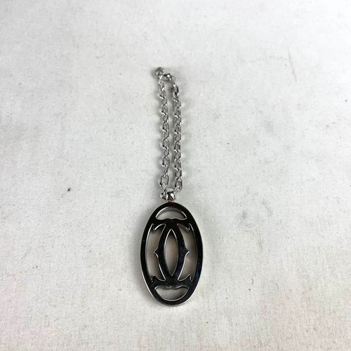 Cartier Authentic Silver Key Chain Bag Charm Key Ring 2C Logo Accessory ...