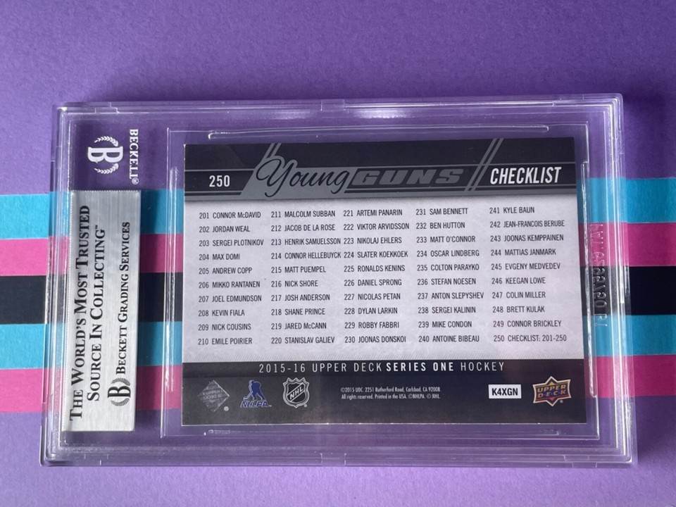 2015-16 UD YOUNG GUNS CHECKLIST CONNOR MCDAVID - SAM BENNETT BGS 9 MINT ...