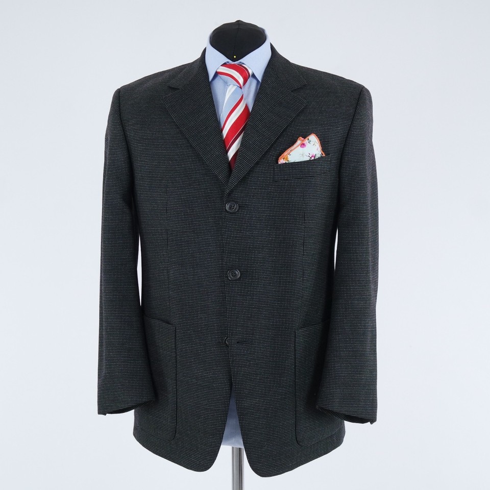 Mens Dark Grey Sport Coat 42S US Size CARL GROSS Plaid Wool Blazer ...