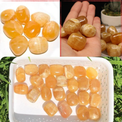 1/2 lb Bulk Lot Natural Honey Calcite (Tumbled Crystal, Caramel Calcite ...