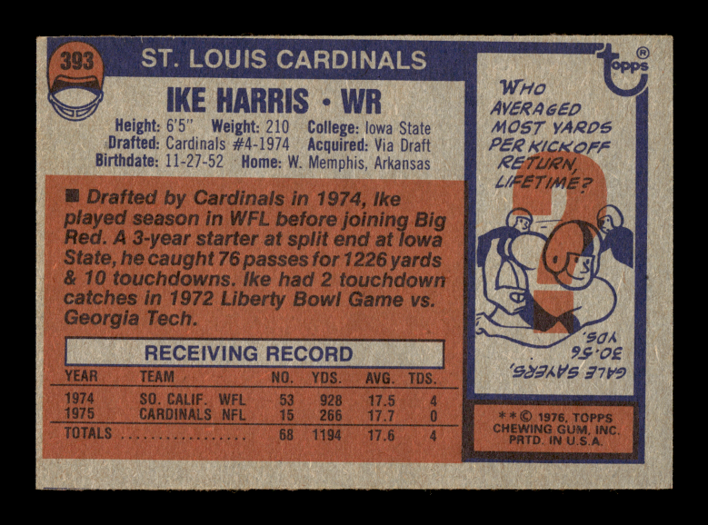 1976 Topps # 393 Ike Harris Card (B64) St Louis Cardinals | eBay