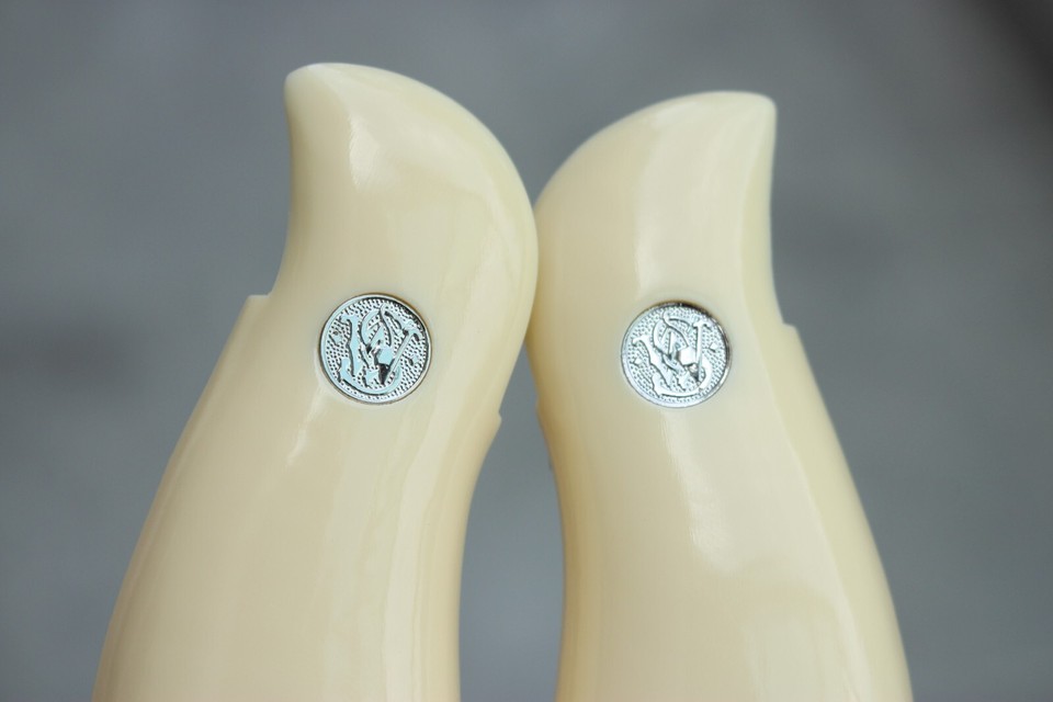 S&W 686 K, L FRAME ROUND BUTT GRIPS MODEL 66 CUSTOM FAUX IVORY # SILVER ...
