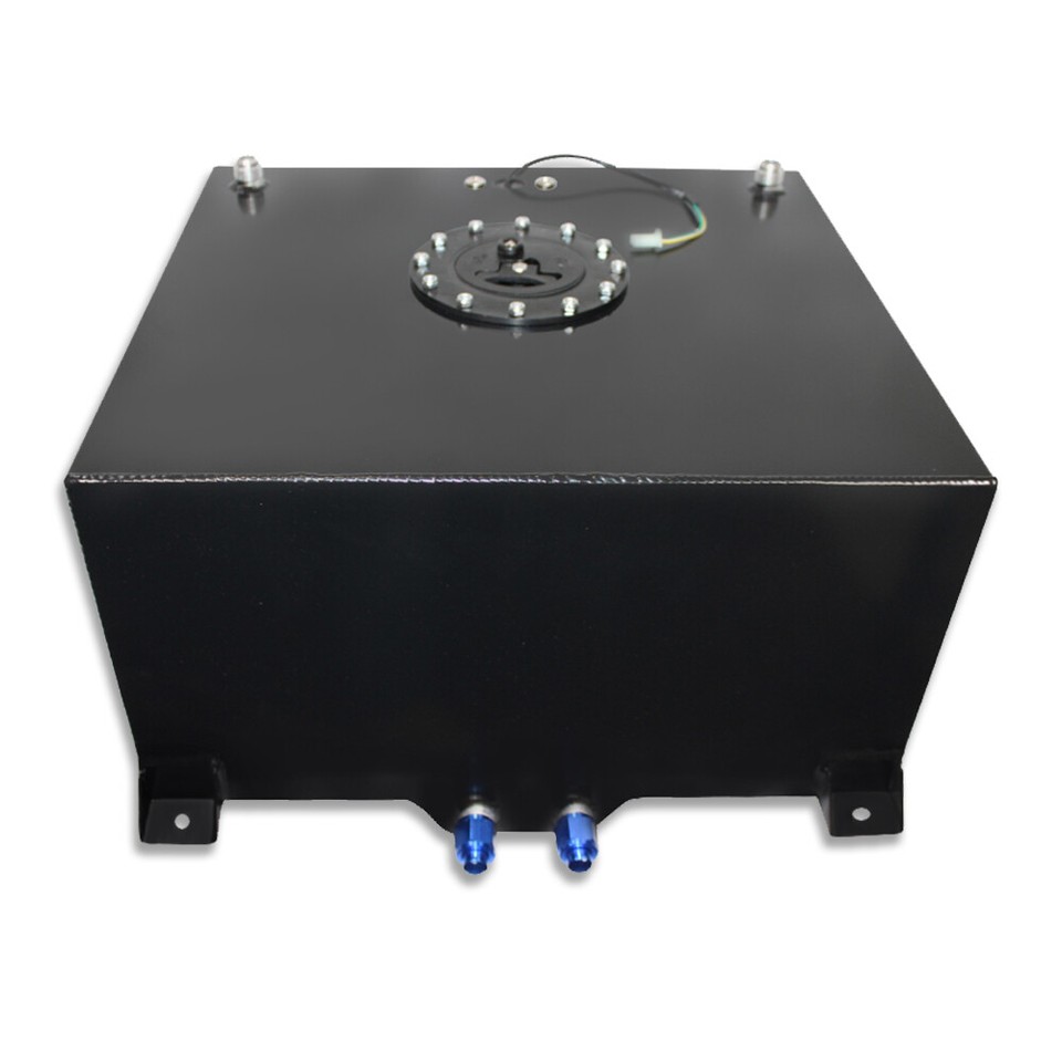 10-20 Gallon Black Aluminum Fuel Cell Tank+Cap+Level Sender+Fuel Line ...