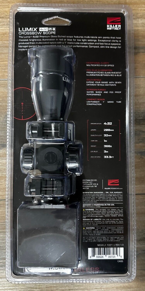 KILLER INSTINCT Lumix 4x32 IR-E Crossbow Scope - 1021 859826007256 | eBay