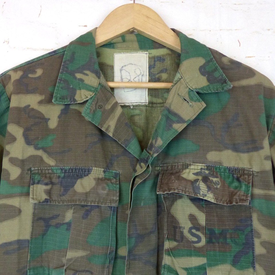 VTG Military USMC Shirt M RDF ERDL Camo 70s Jungle Coat Hot Weather ...