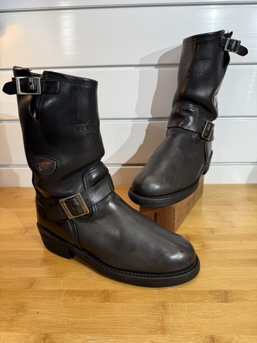 Vintage RARE Red Wing Engineer Motorcycle Black Leather Men Boots 968 ...