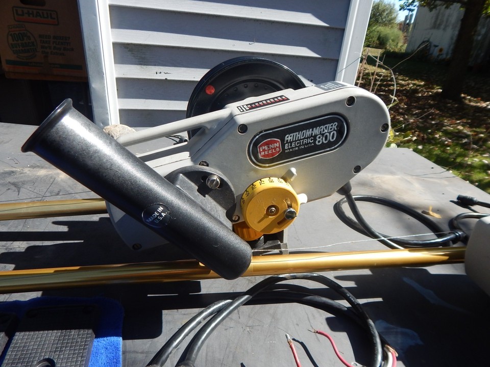 2 PENN ELECTRIC DOWNRIGGER FATHOM MASTER 800 48" BOOM ROD HOLDER BASES ...