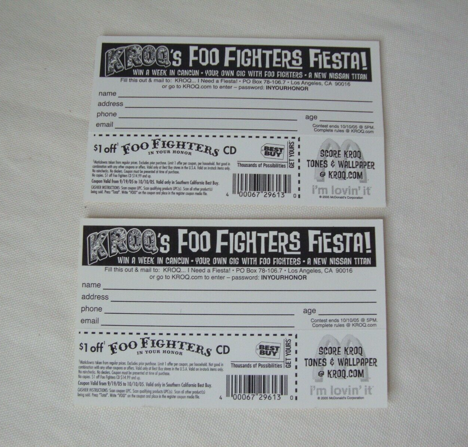 2005 World Famous KROQ 106.7 Clear Bumper Stickers Authentic Foo ...