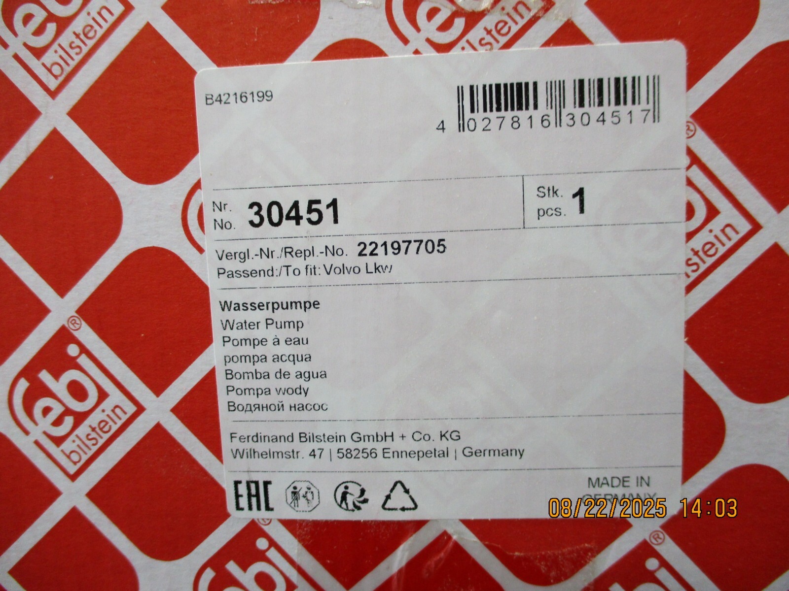 VOLVO D13 MACK MP8 water pump 85151109 24152058 made in Germany | eBay