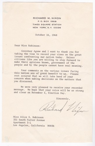Richard Nixon “Signed” Campaign Letter 1960 | eBay
