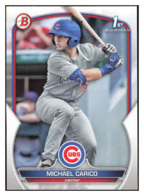 Michael Carico RC 2023 Bowman Draft #BD-170 Pre ROOKIE MLB Cubs ID ...