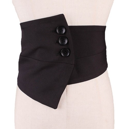 Lady Asymmetrical Suit Wide Waist Belt Corset Cinch Buckle Stretch ...
