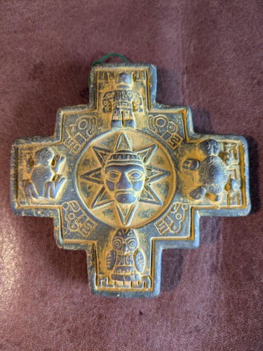 Inca Empire Cross Wall Decor 4.25"x 4.25" Sun, Frog, Turtle, Man & Owl ...