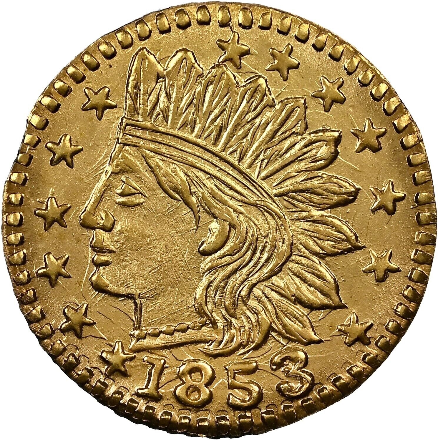 MS69! 1853 CALIFORNIA GOLD INDIAN RD/ NGC MS69 / A KING OF CAL GOLD ...