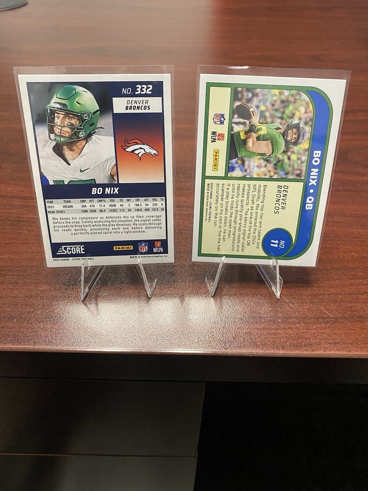 2024 Score Football - Bo Nix - Broncos Protential RC - #11 and Base ...