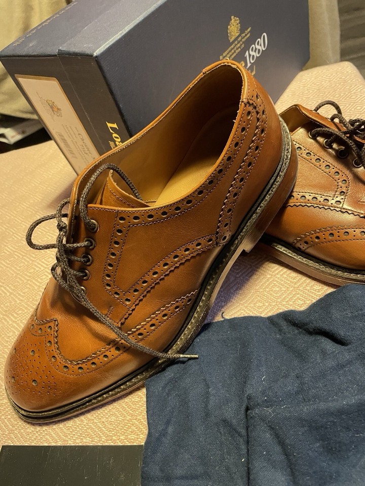 Loake Chester Mens Leather Brogue - Mahogany Leather, UK 7.5F | eBay UK