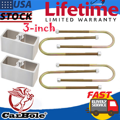 Universal Leaf Spring Lowering Block Kit,3 Inch / 4 Inch w/four 1/2" U ...