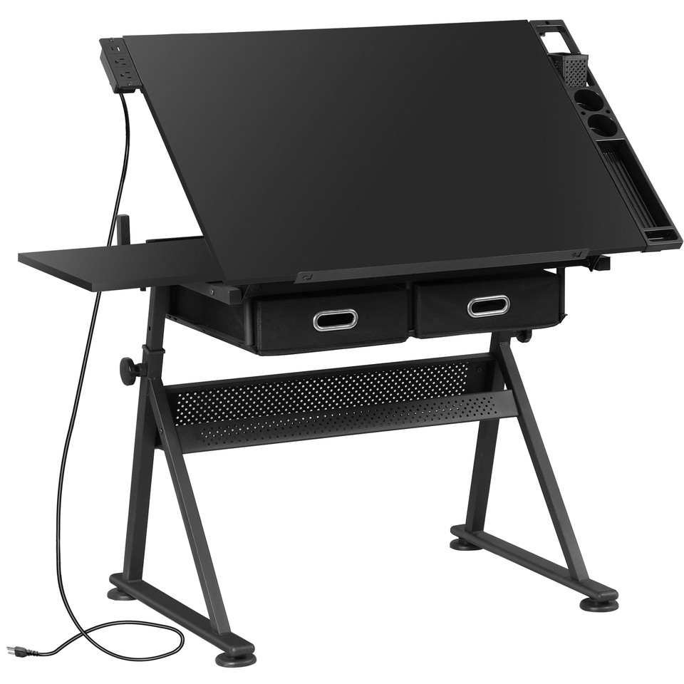 Drawing Drafting Table Stage Platform Adjustable Height W/ Stool Outlet ...