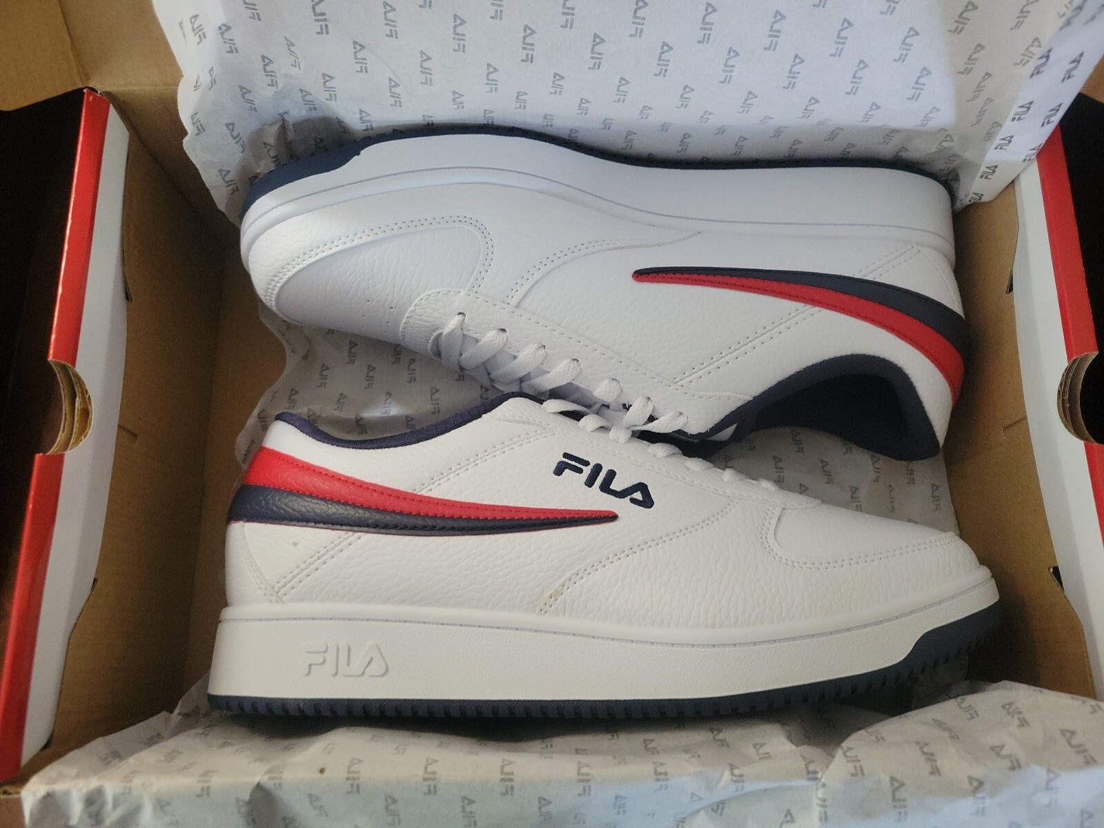 FILA White Red Navy Blue Leather A-Low Basketball Lifestyle Men's Size ...