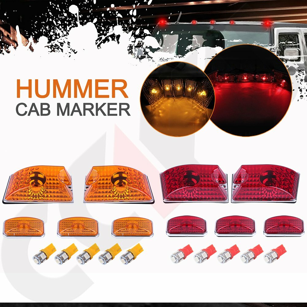10x Amber red Roof Cab Marker roof Light for Hummer H2 SUV 2003-2009 w ...