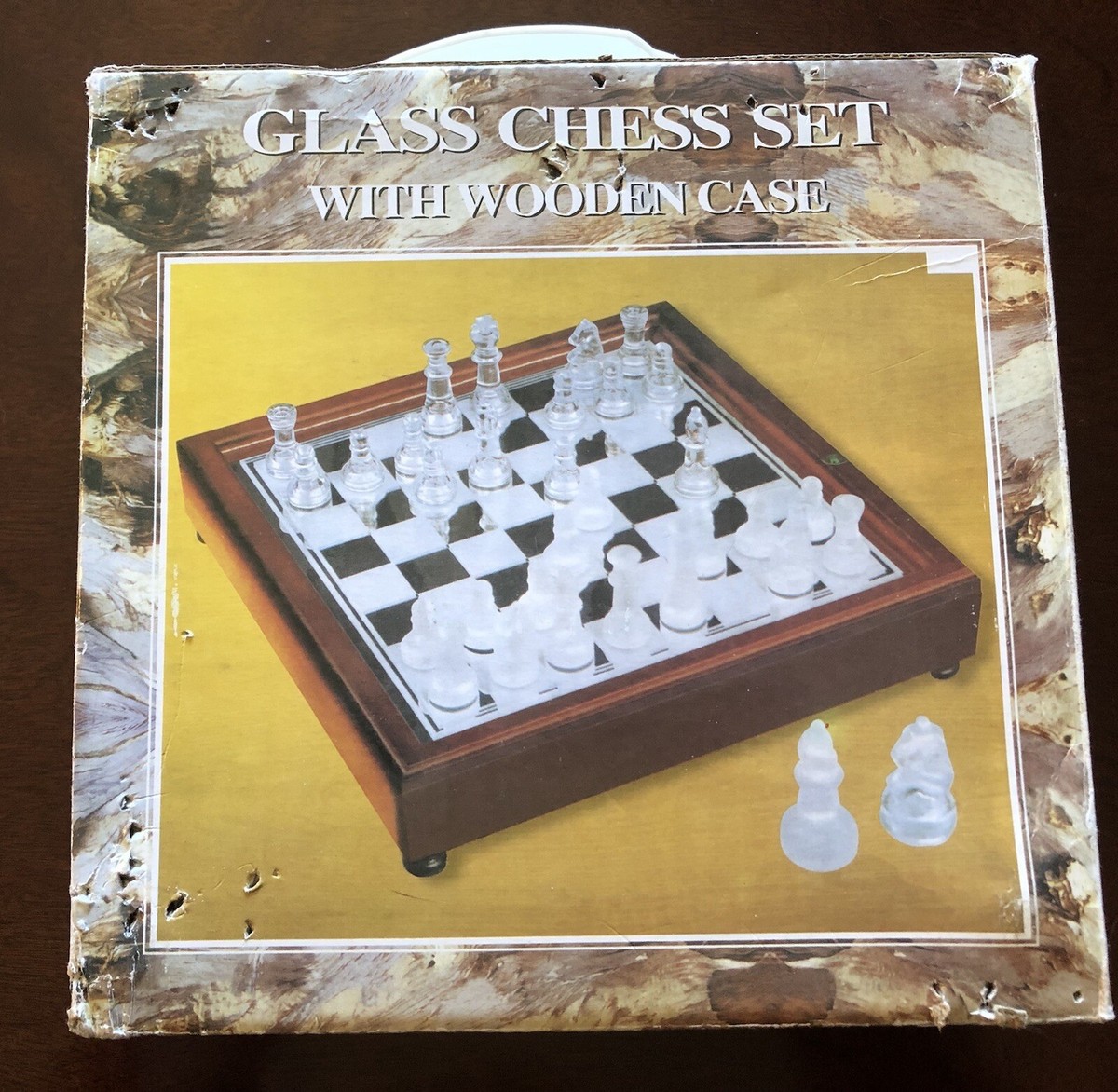 Glass Chess Set With Wooden Case Glass Chess Set With Wooden Case And
