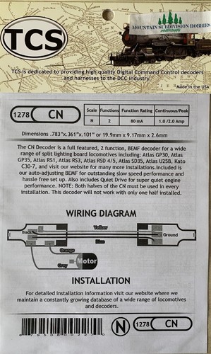 TCS 1278 CN Split Style DCC Decoder TRAIN CONTROL SYSTEMS MODELRRSUPPLY ...