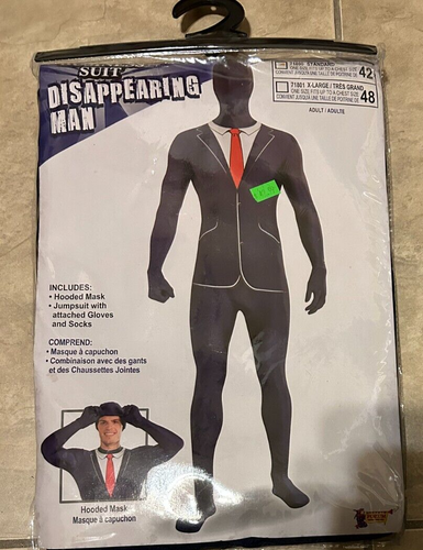 Disappearing Man Bodysuit w/ Mask Forum Costume NEW Black Adult Mens to ...