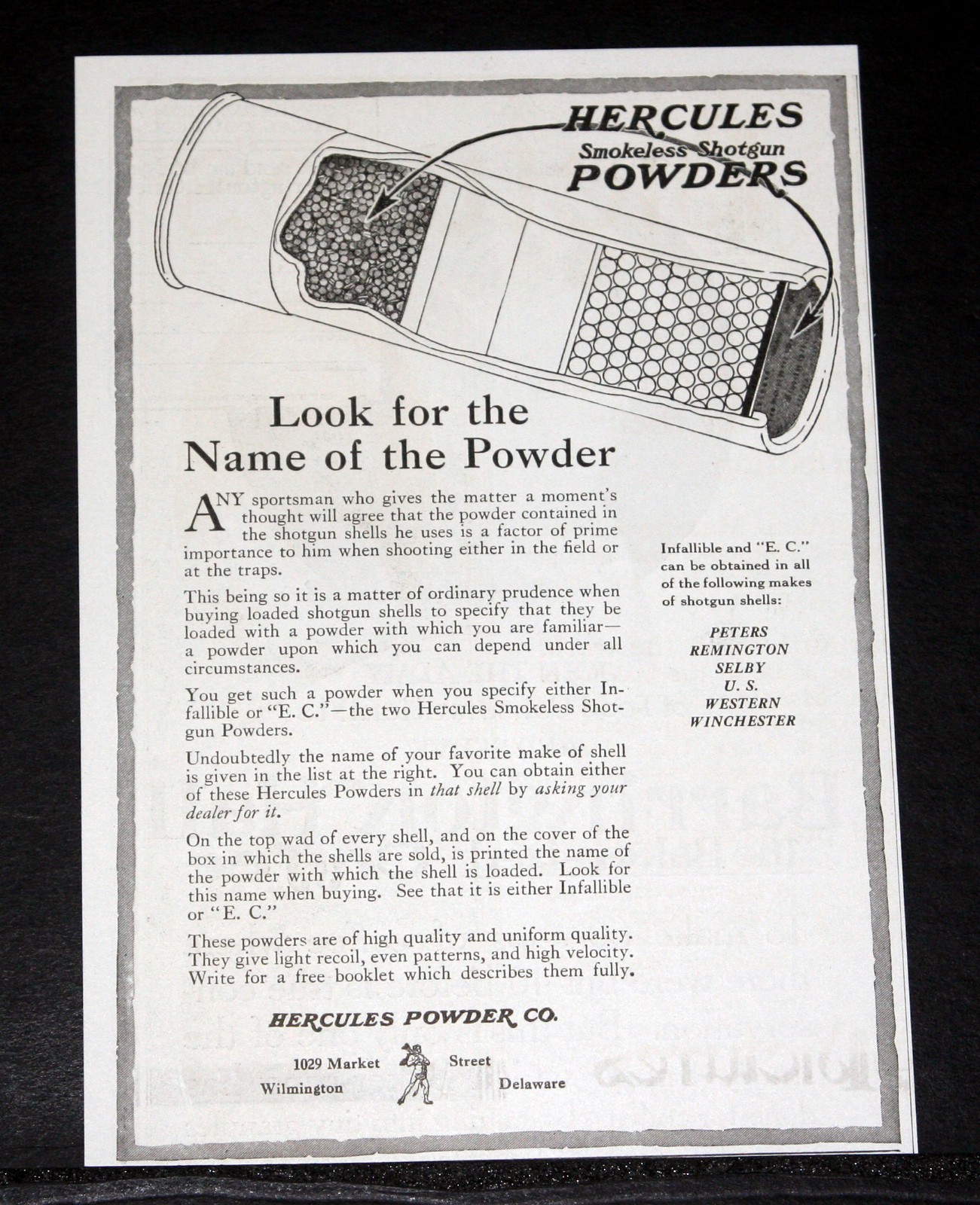 1917 OLD MAGAZINE PRINT AD, HERCULES SMOKELESS SHOTGUN POWDERS, LOOK ...