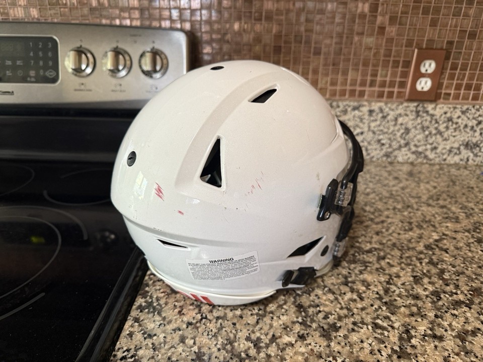 Riddell SpeedFlex Football Helmet Metallic White w/ Facemask Adult ...