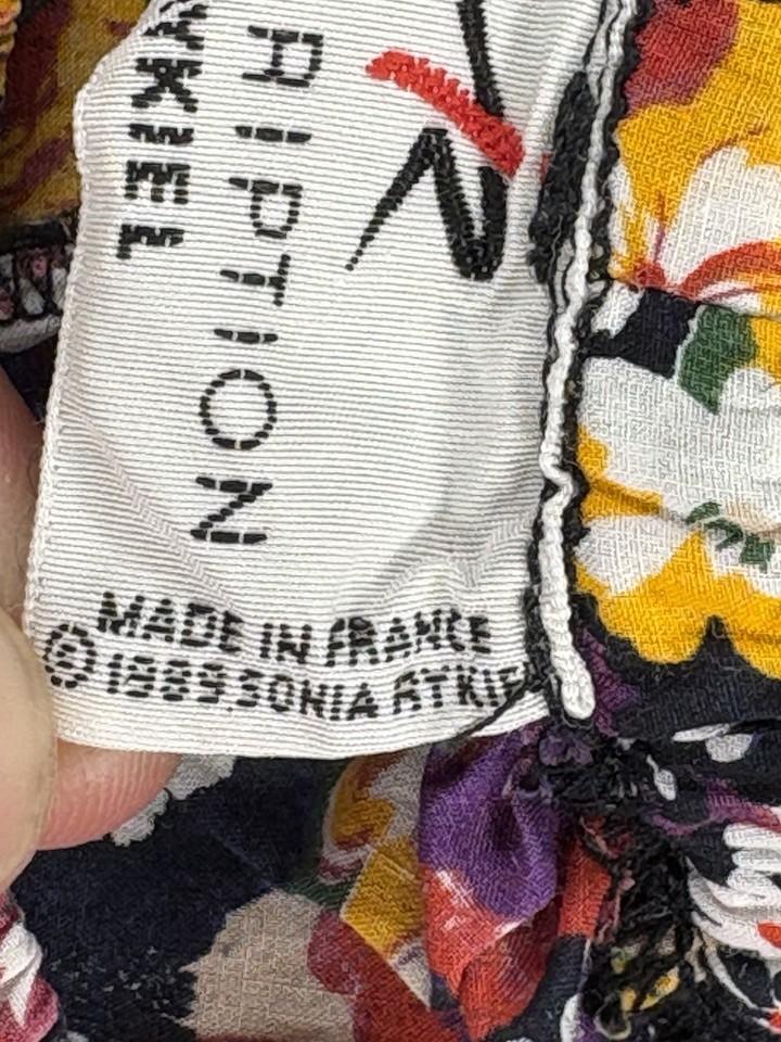 1980s SONIA RYKIEL Long Multicolor Floral Print Flare Skirt With ...