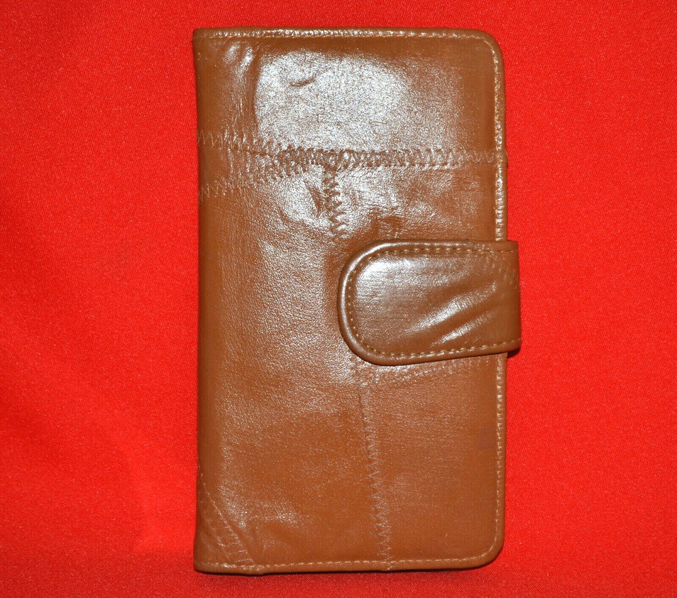 Vintage Wallet Genuine Leather Checkbook Cover W/ Calculator Clasp ...
