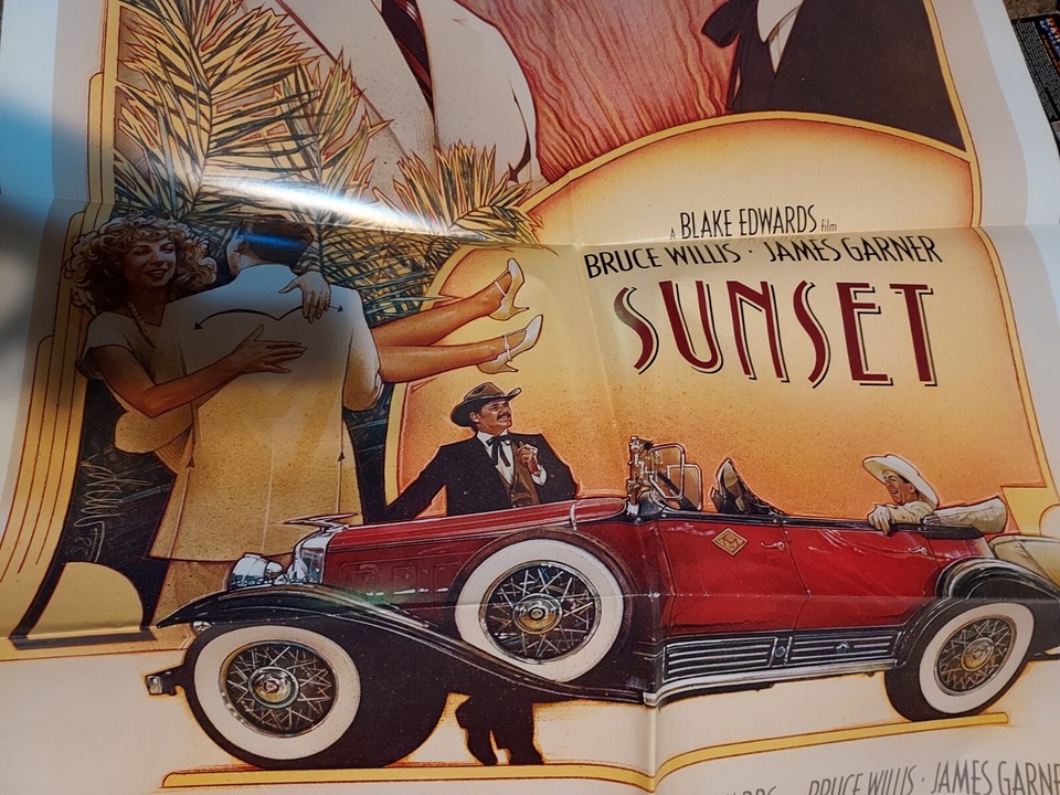 1988 SUNSET vintage movie poster Bruce Willis James Garner Malcolm ...