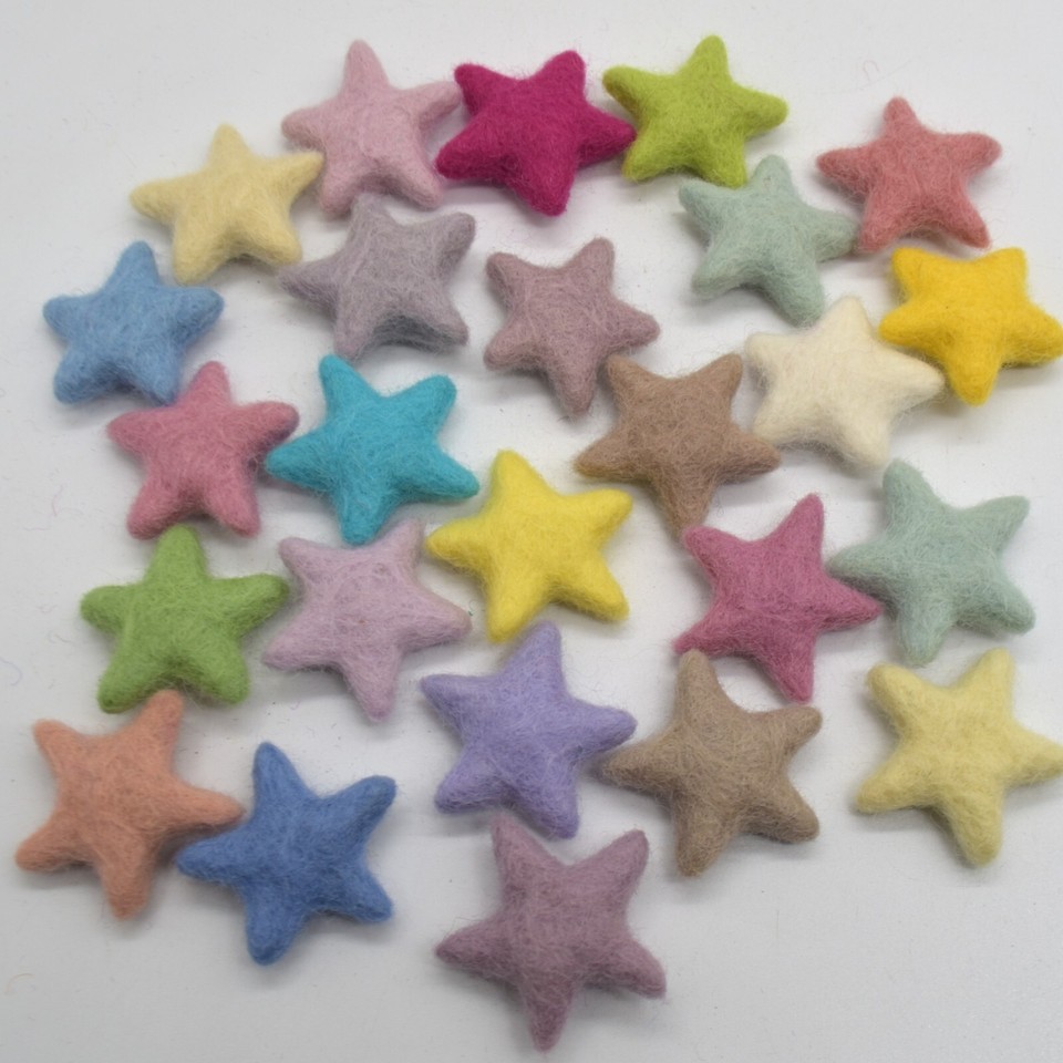 100% Wool Felt Stars - Handmade - Felted Stars - Assorted Colours | eBay