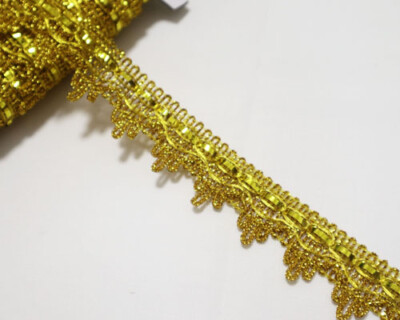 LOT 14 Yards Metallic Gold Venise Lace Trims For Sewing Craft Width 3.5 ...