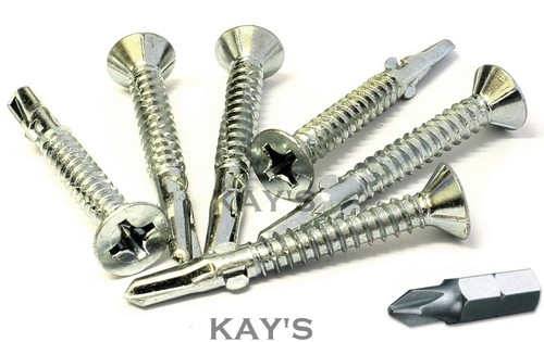 SELF DRILLING COUNTERSUNK WINGED TEK SCREWS ZINC PLATED WOOD TO METAL ...