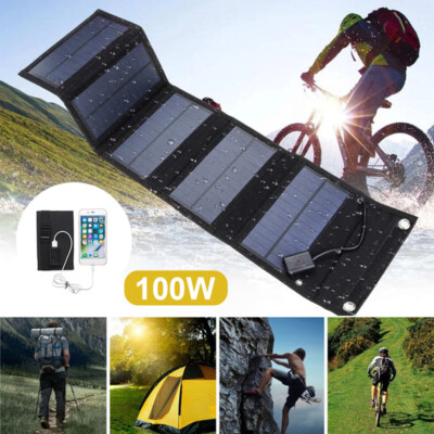 100W Portable Solar Panel Foldable Power Bank for Camping Hiking Phone ...
