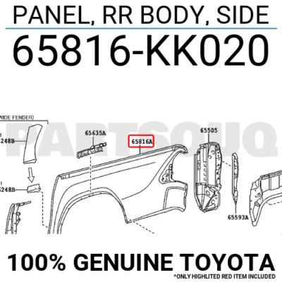 65816KK020 Genuine Toyota PANEL, RR BODY, SIDE 65816-KK020 | eBay