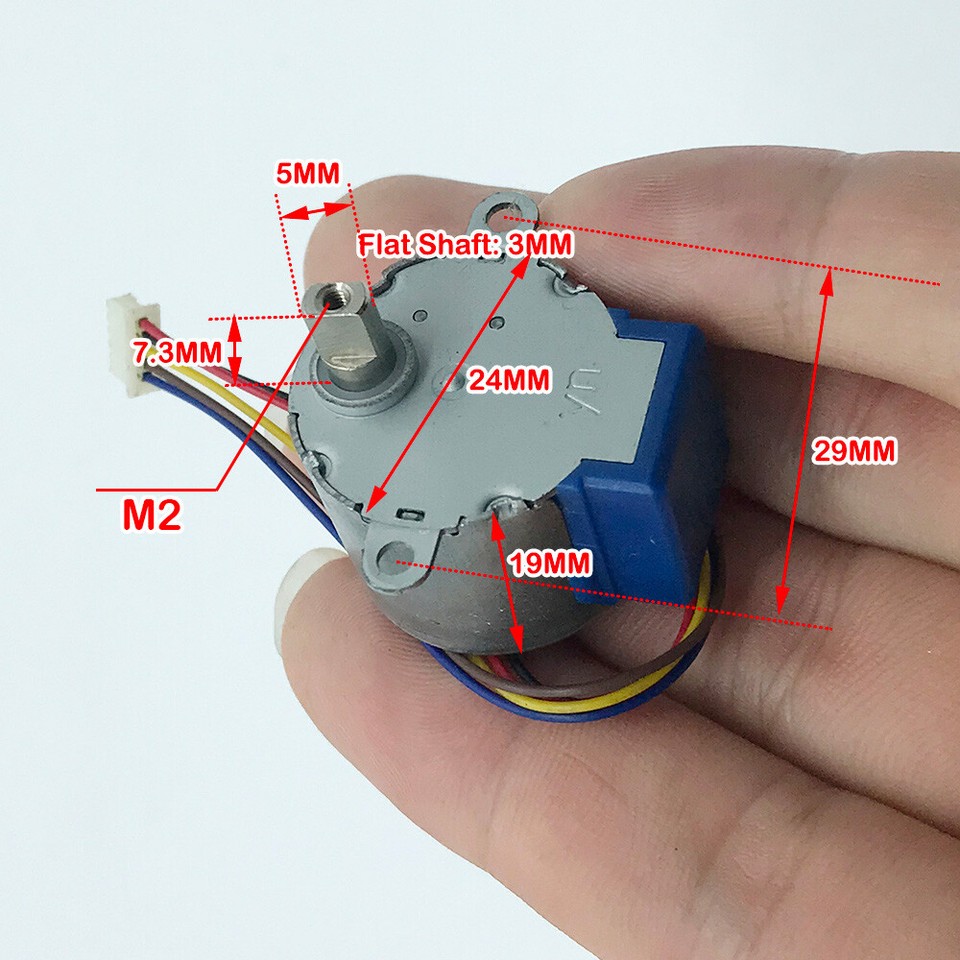 Mini 24BYJ Stepper Motor 4-Phase 5-Wire DC 5V 7.3mm Long Shaft Stepping ...