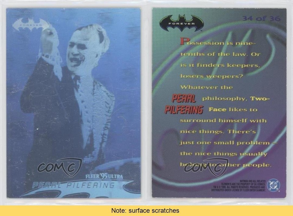 1995 Fleer Ultra Batman Forever Holograms Two-Face Pearl Pilfering #34 ...