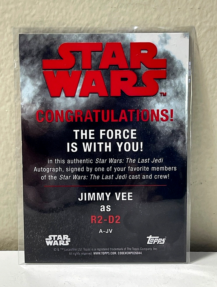 Topps Star Wars The Last Jedi Jimmy Vee as R2-D2 Autograph | eBay