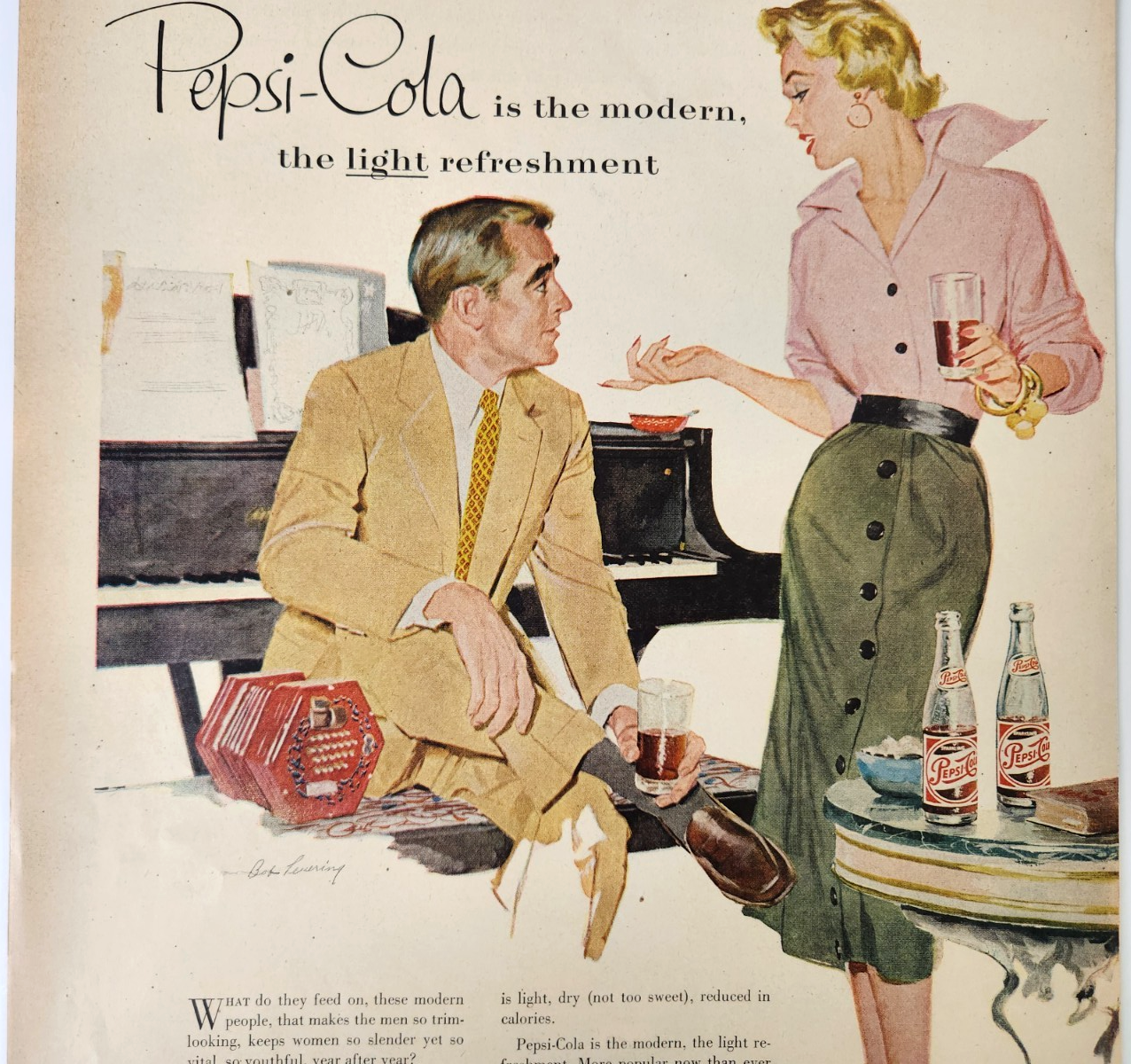Piano English Concertina Couple Pepsi Cola Soda Pop Vtg 1954 Magazine ...
